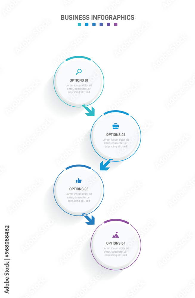 Vertical progress bar featuring 4 arrow-shaped elements, symbolizing ...