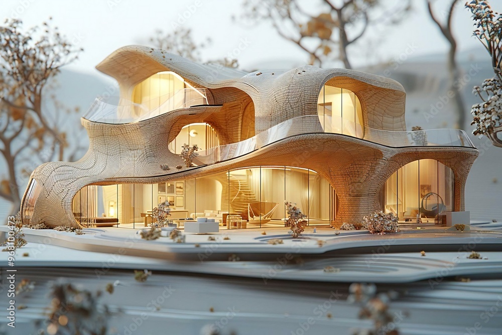 futuristic and innovative 3D house model displayed on an architectural ...