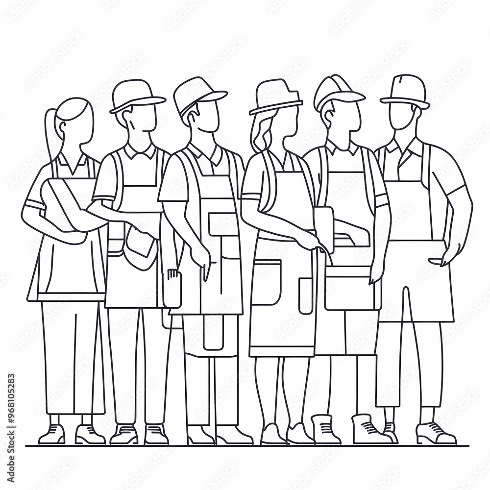 People of different professions together outline illustration, People ...