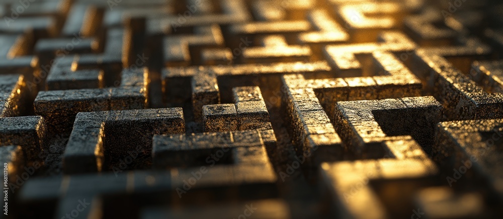 Complex maze concept with intricate patterns and geometric shapes ...
