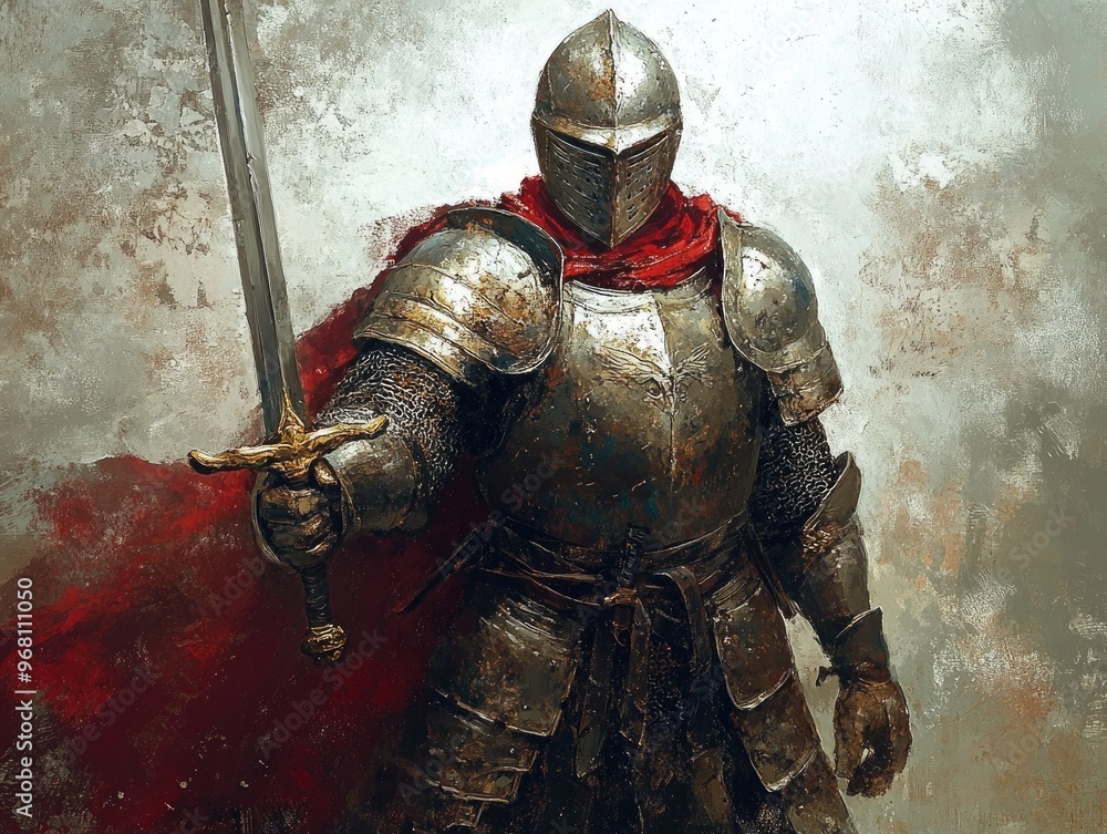 Knight in shining armor a fantasy swordsman depicted as a medieval ...