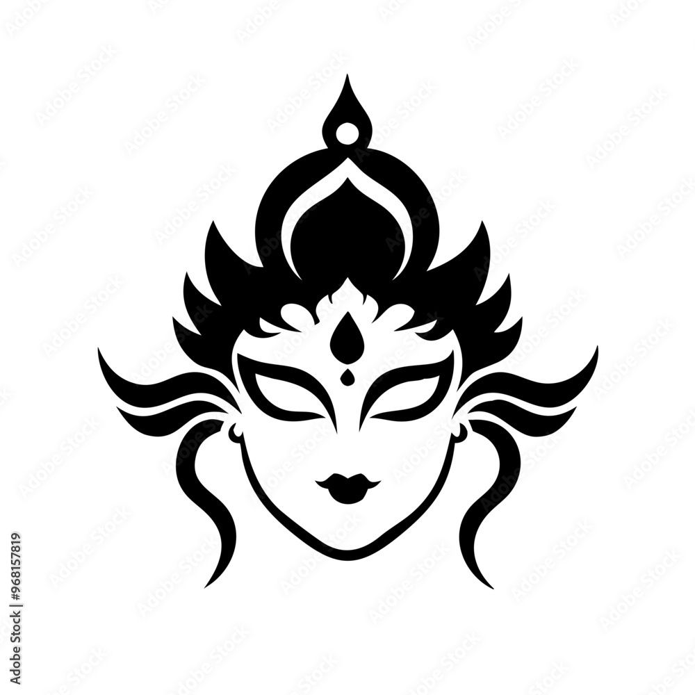 Vetor de Joy Ma Devi Durga and Kali Ma Indian Hindu Goddess Silhouette ...