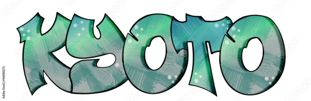 Kyoto - city name -word - Vector Graphics - green and blue graffiti on ...