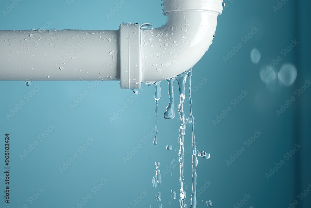 Leaking water pipe with droplets falling, showcasing plumbing issue ...