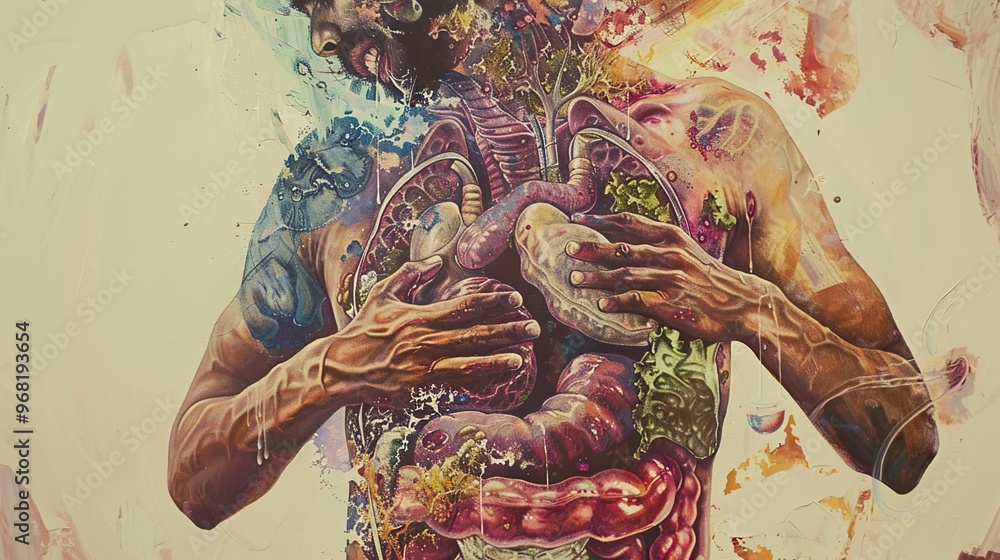 Human Anatomy: A Detailed Painting of Internal Organs Stock ...
