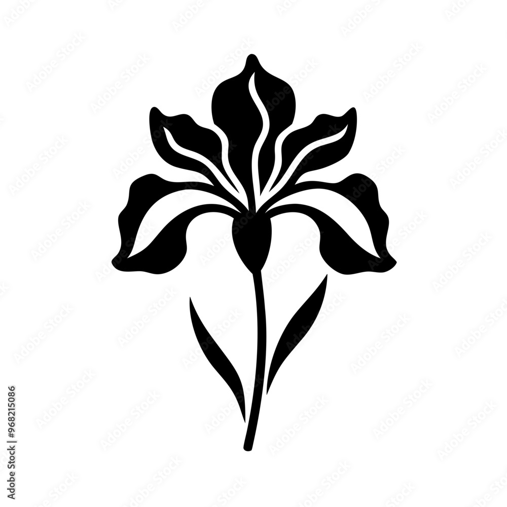 Iris Flower Silhouette Icon - Transparent Background Clipart Stock ...