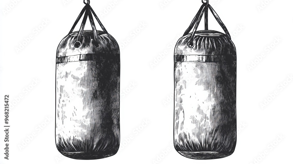 Punch bag drawing, black and white boxing drawing, kickboxing class ...