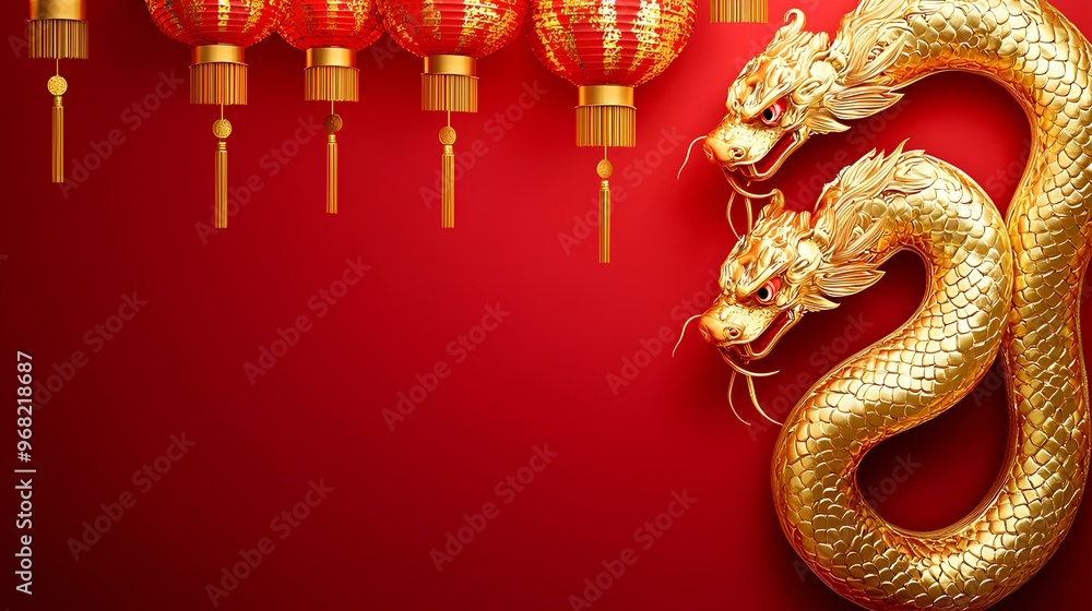 Chinese new year, dedicated to the dragon, year 2024, golden dragon on ...