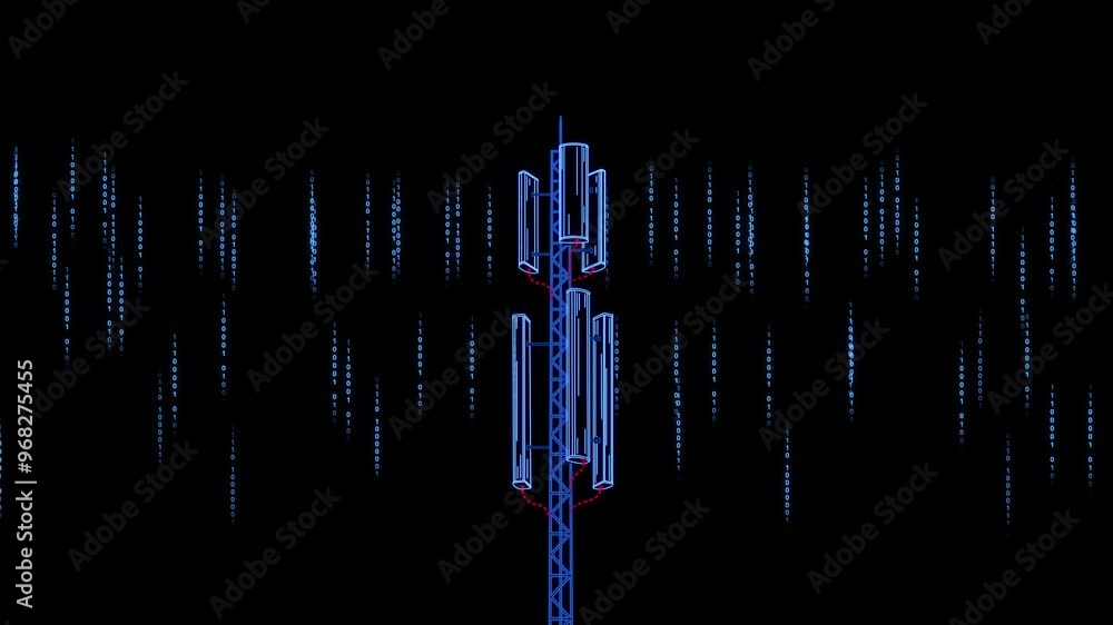 Telecommunication cell tower transmitting signals. Digital wireless ...
