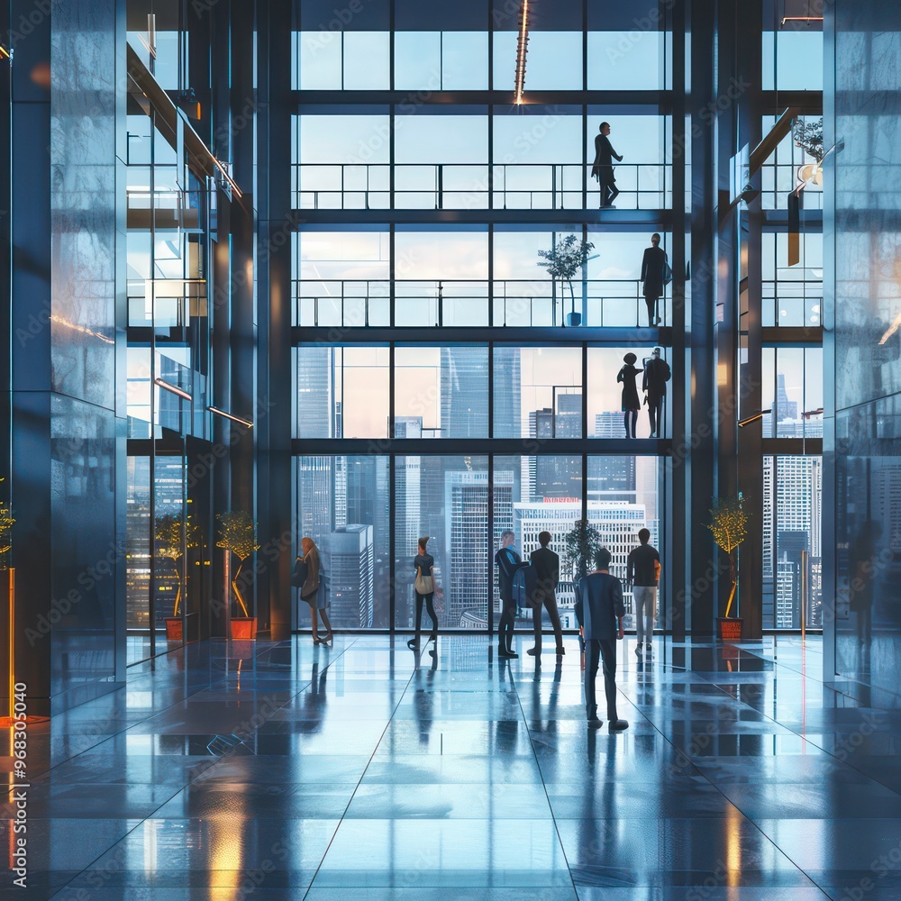 The office window provides a glimpse into the lively scene outside ...