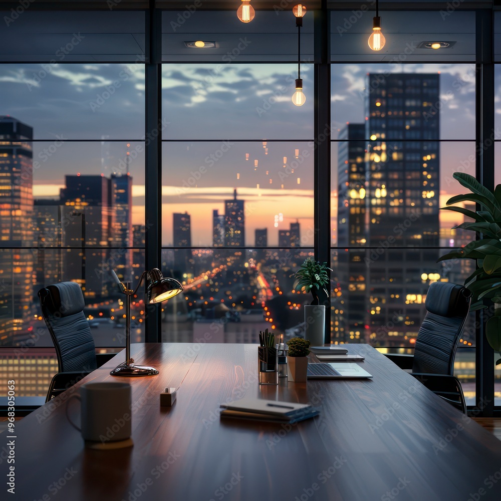 The office window provides a glimpse into the lively scene outside ...