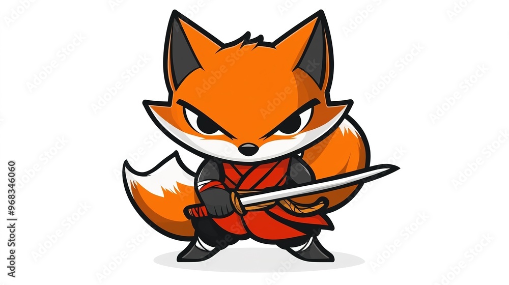 Cute Fox Ninja Mascot Logo Design on a White Background, Combining ...
