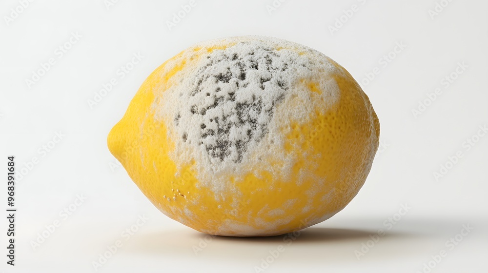 9. **A 3D render of a moldy lemon, with white fungal growth and ...