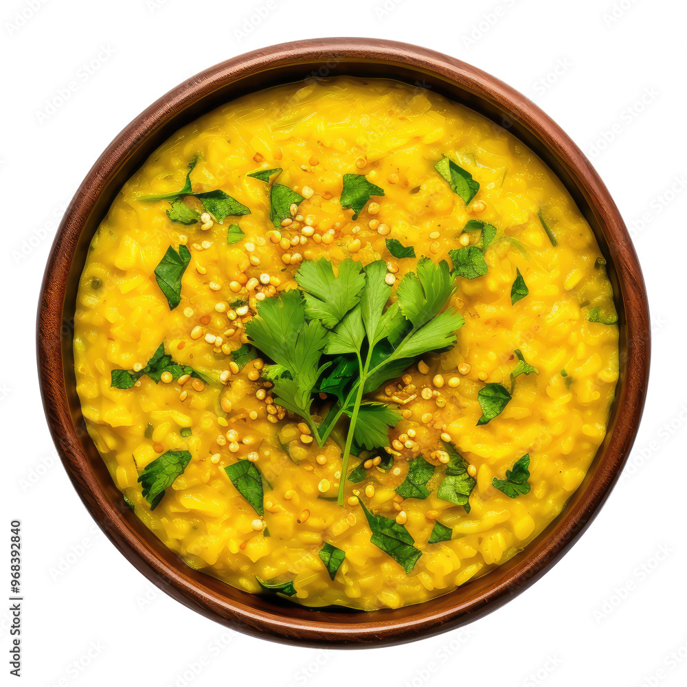 bowl of healthy dal khichadi or khichdi top view isolated on ...