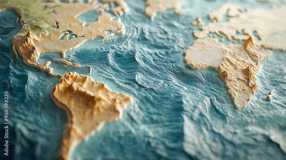 Global Mapping: Close-Up World Map Highlighting Continents with ...