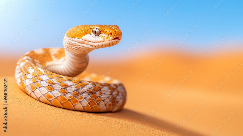 Carpet Viper slithering across a desert dune, its unique scales ...