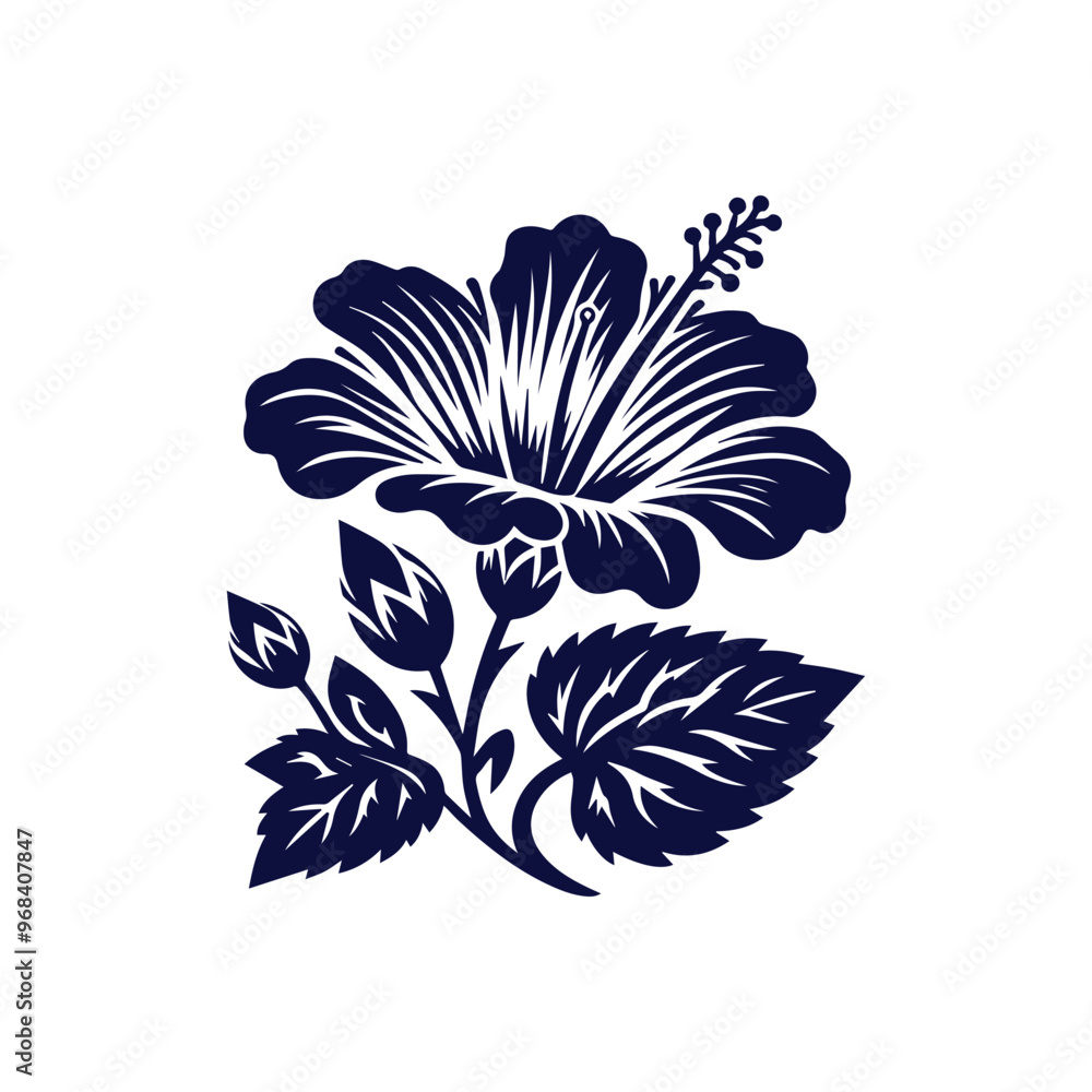 a silhouette Joba flower white background Stock Vector | Adobe Stock