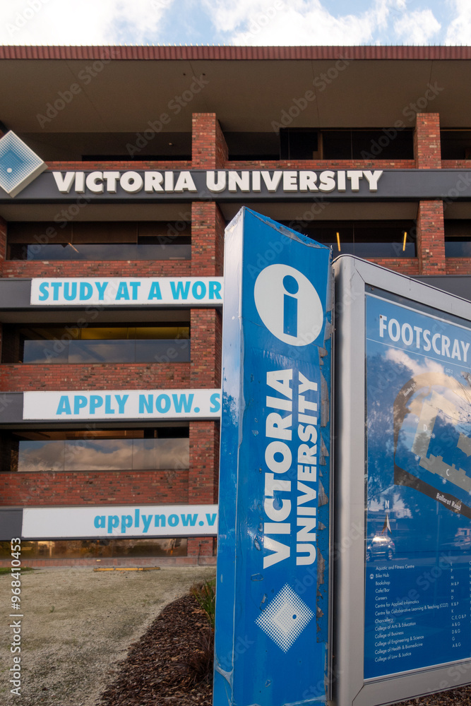 The exterior of a Victoria University building at the campus, along ...