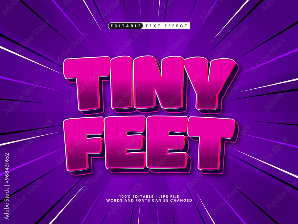 Poster tiny feet editable text effect in kids and happy text style ...