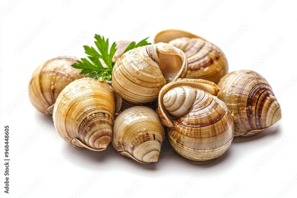 A close-up image of Escargots de Bourgogne, a traditional French dish ...