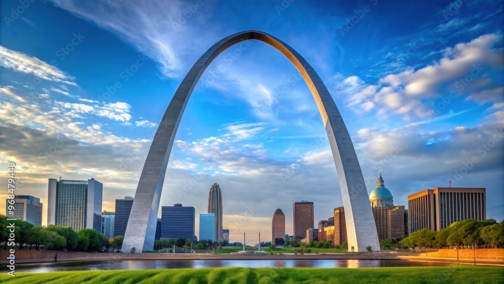 Iconic stainless steel arch spanning over 600 feet in height ...
