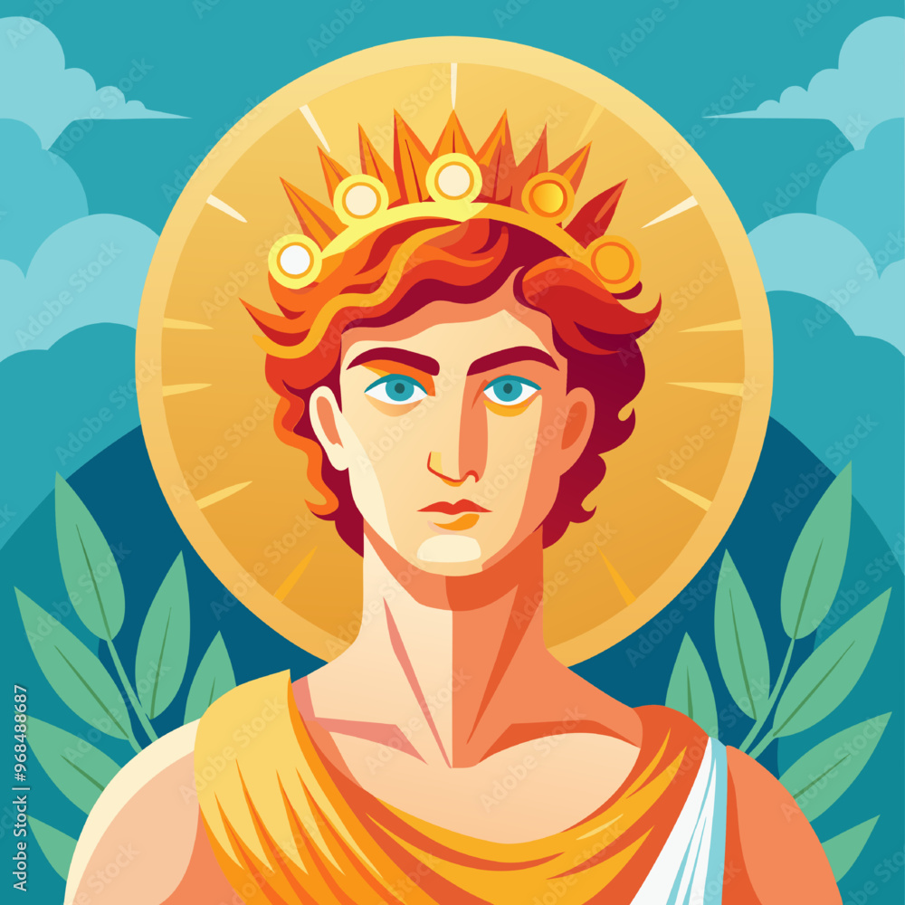 Vetor de Apollo, God of the Sun: A stylized vector portrait of Apollo ...