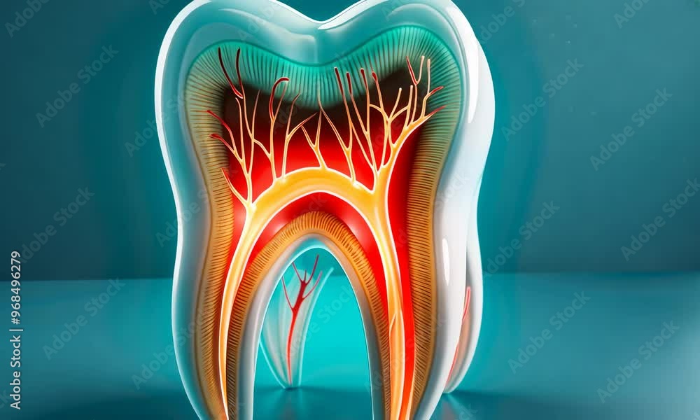 Cross-section of healthy human tooth showing internal anatomy Stock ...