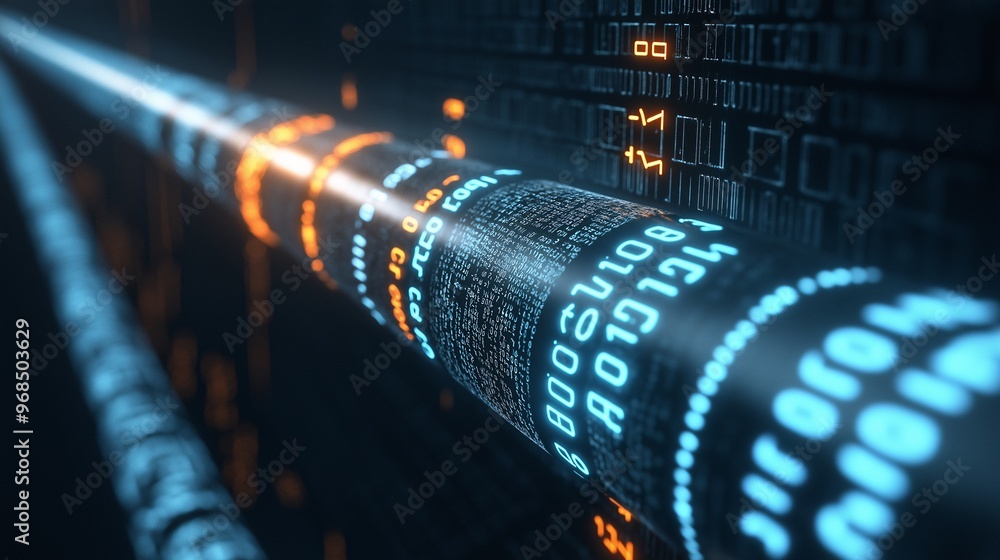 Data Flow: Digital Pipeline: A mesmerizing abstract image of a digital ...