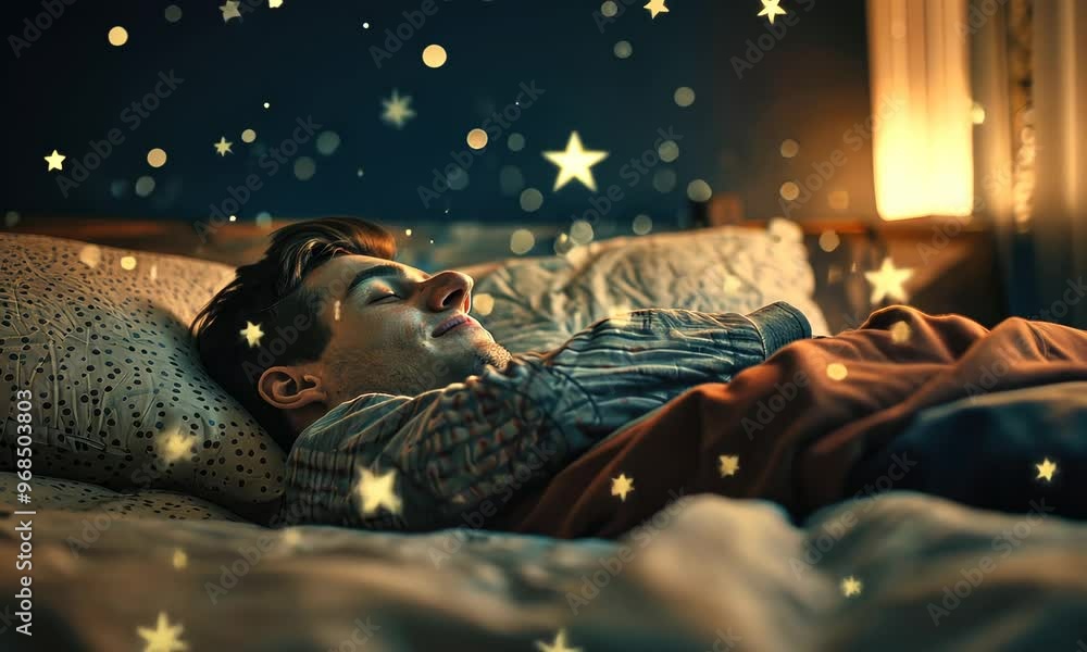Person sleeping peacefully with stars in background Stock ビデオ | Adobe Stock