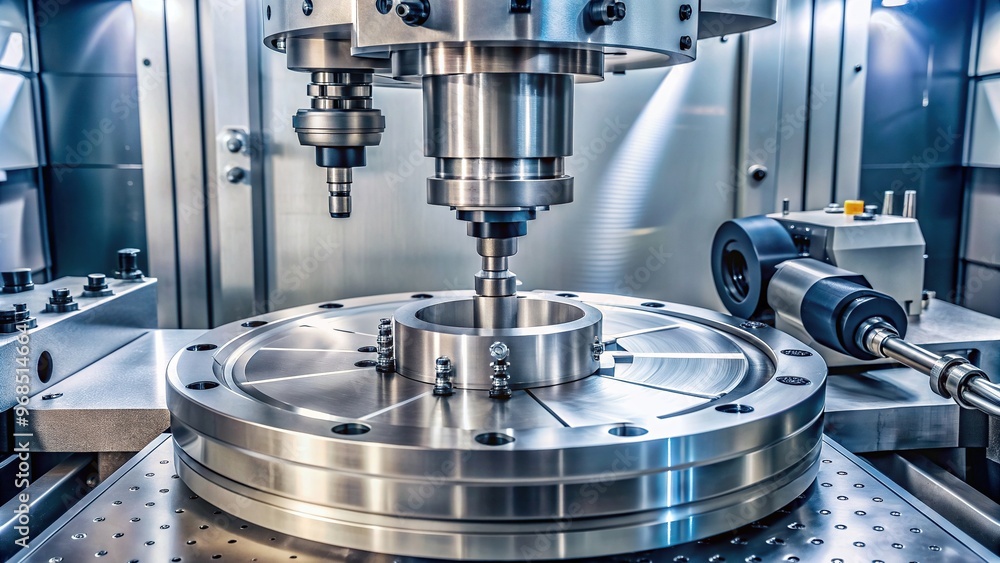 CNC automated lathe changer carousel with drill in action, technology ...