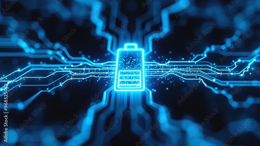 Glowing Battery charging - Futuristic Energy Technology, A glowing ...