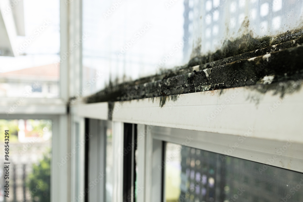 Old aluminum door with rusty,dry algae fungus accumulated on the ...