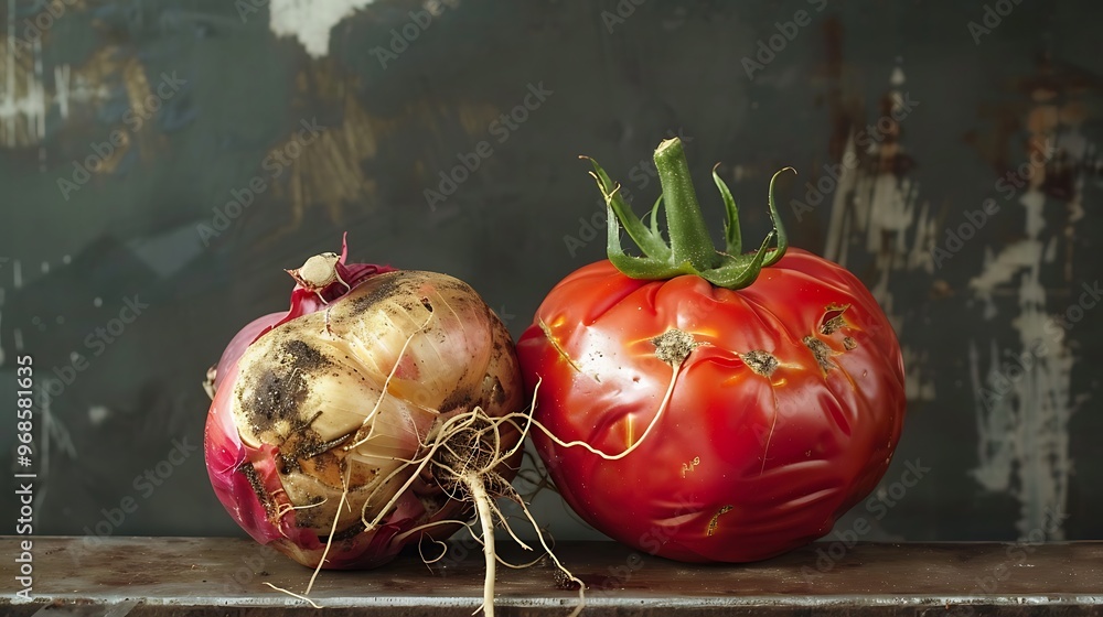 Ugly vegetables side view close up concept food organic waste reduction ...