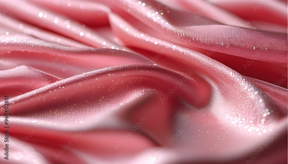 Shimmering pink glitter fabric with a reflective metallic finish ...