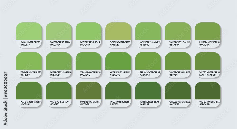 Watercress Color Palette, Watercress Color Guide Palette with Color ...