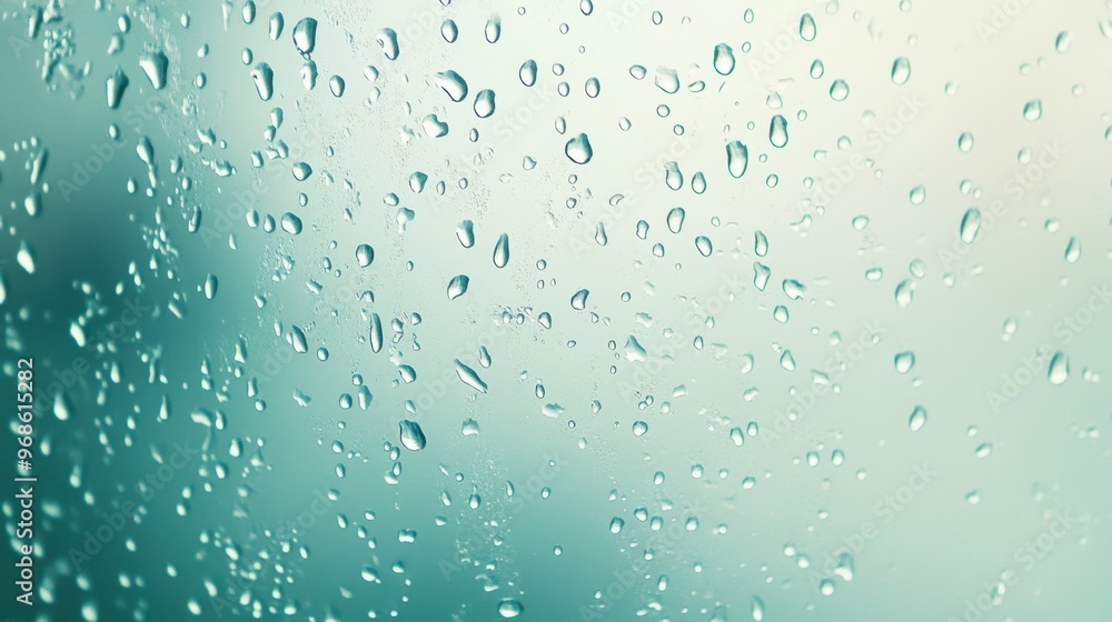 Abstract water drops texture on a smooth glass surface, with light ...