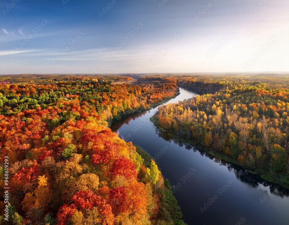 Vista aérea de un bosque en otoño: "Una imagen aérea que muestra un ...