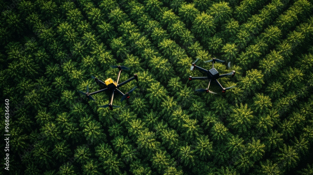 AI-controlled agricultural drones monitoring crop health from above ...