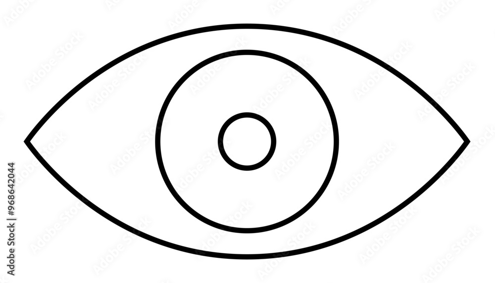 Black and white minimalistic line drawing of an eye with a central ...