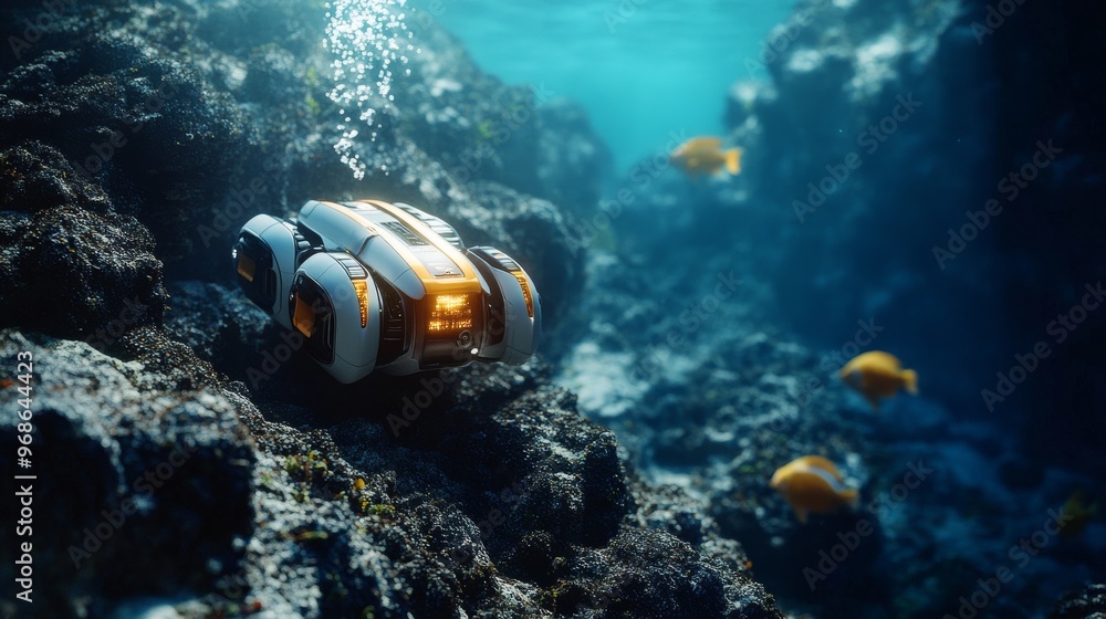 AI-controlled deep sea exploration robots discovering underwater ecosystems: Robots exploring ...