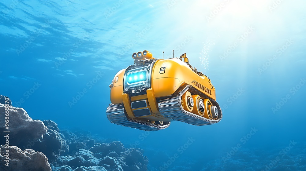 Robotic deep-sea mining operation using autonomous machines to extract ...