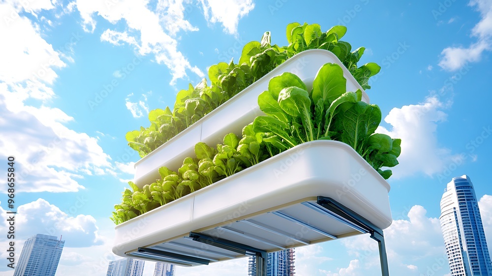 Hydroponic skyscraper farm focused on vertical agriculture, growing ...