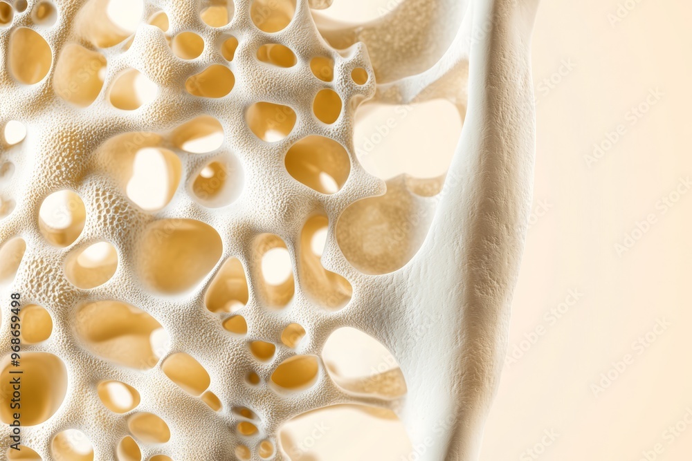 Highly detailed cross-section of a hip bone, revealing porous interior ...