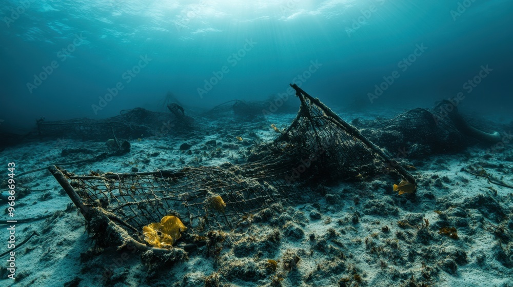 Overfishing effects on ocean habitats barren seafloor with abandoned ...