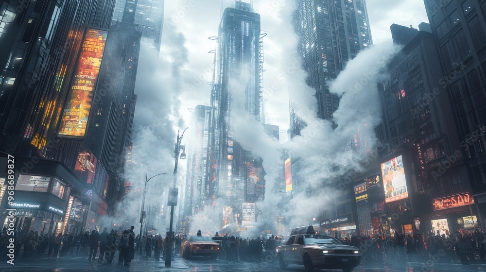 AI-powered air purification systems cleaning urban environments: Towers ...