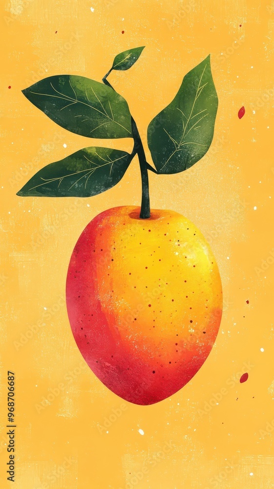 Playful mango illustration featuring textured patterns, adding depth ...