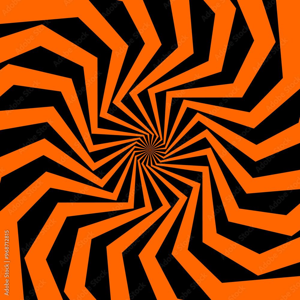 Psychedelic Halloween spiral pattern in vibrant black and orange colors ...