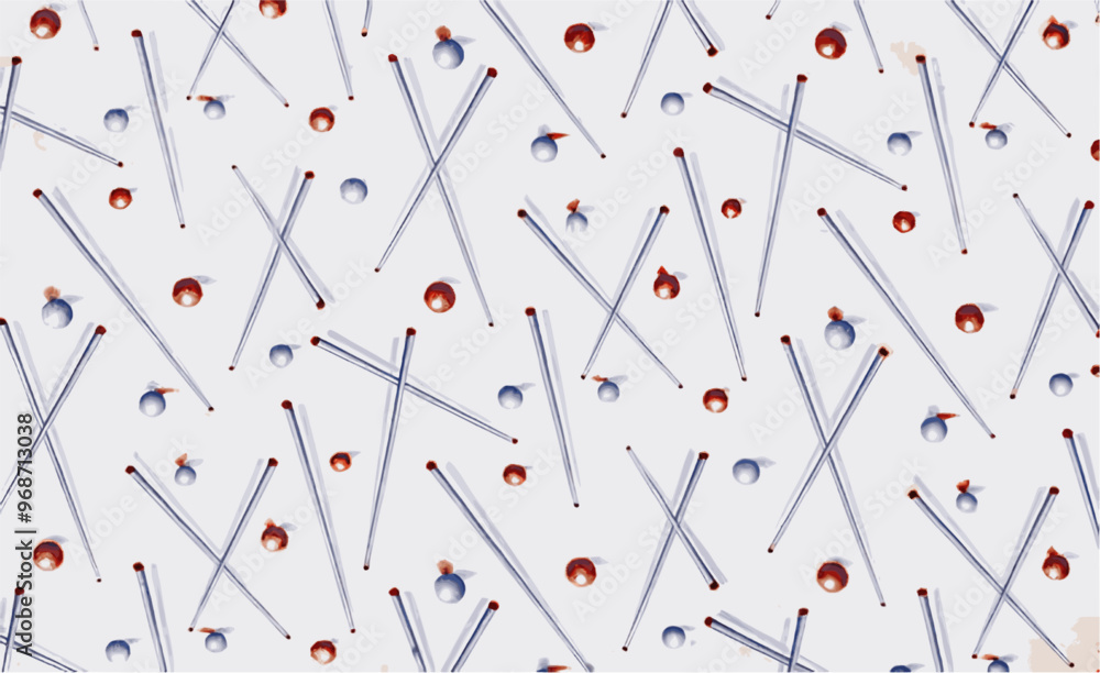 Pattern of drumsticks and their heads on a white background, creating a ...