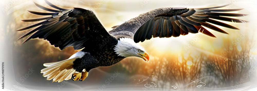 Bald eagle flying in sky, bald eagle, eagle flying, majestic eagle ...