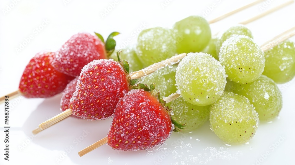Strawberry Shine Muscat Tanghulu,a fruit skewer Korean snack candy ...